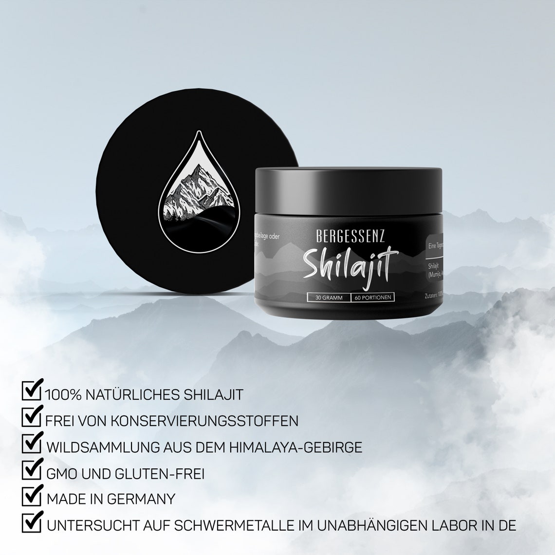 Shilajit - BERGESSENZ Mumijo Himalaya 30g Original - Made in Germany ...