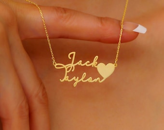 Valentine s Day Gift Necklace with Heart Custom Couple Gift for Christmas Gold Silver Custom Name Necklace New Year s Gift
