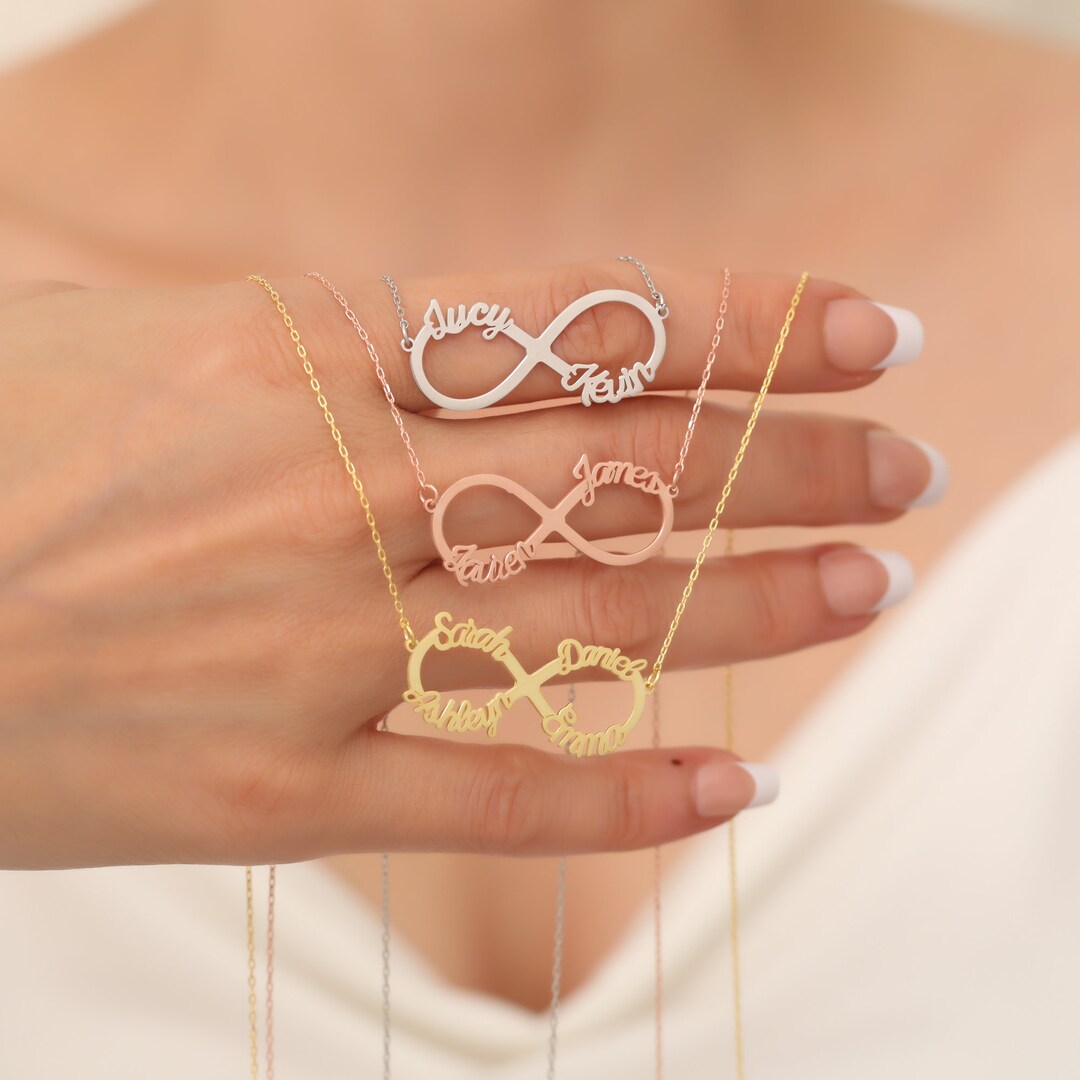 Infinity Name Necklace, Personalized Infinity Name Necklace, Two Name ...