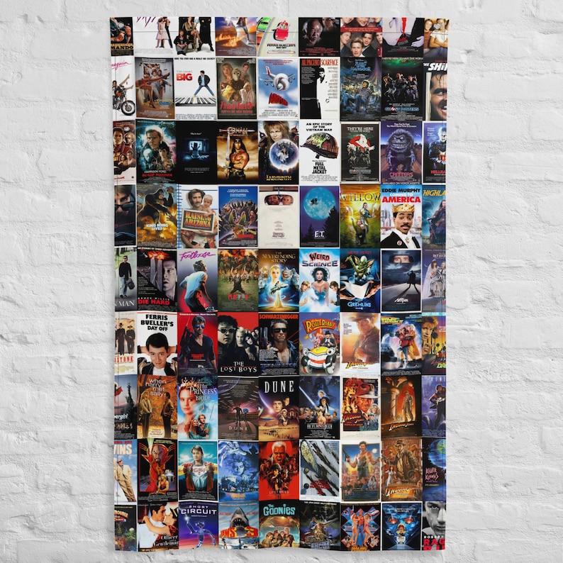 80s Movie Poster Wall Art Huge Printed Flag Featuring All The Best 1980