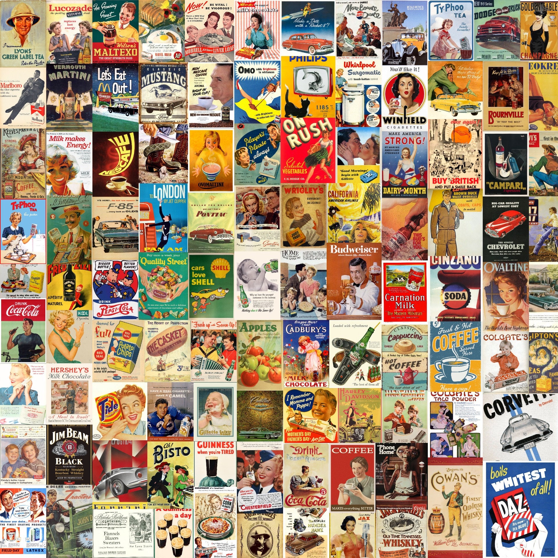 Retro Advert Posters 100 Vintage Prints DIGITAL DOWNLOAD - Etsy UK