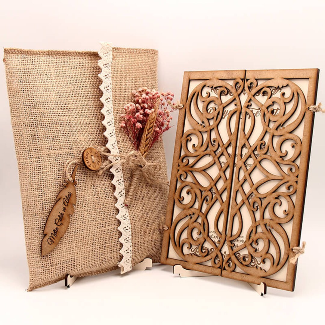 Rustic Wooden Invitation Card, Laser Cut Wooden Invitation Card, Rustic ...