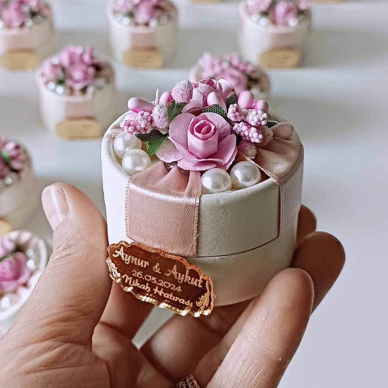 Floral Cylinder Favor Box: Personalized Wedding Candy Gift - Etsy