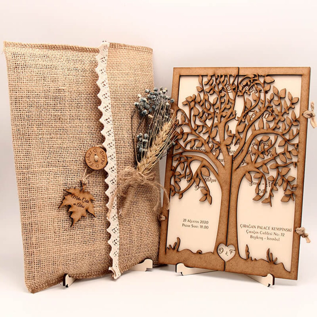 Rustic Wooden Invitation Card, Laser Cut Wooden Invitation Card, Rustic ...