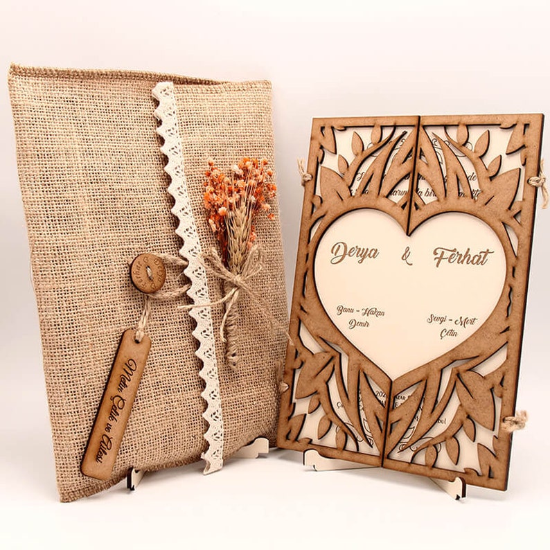 Laser Cut Wooden Wedding Invitation: Rustic Tree Design - Etsy