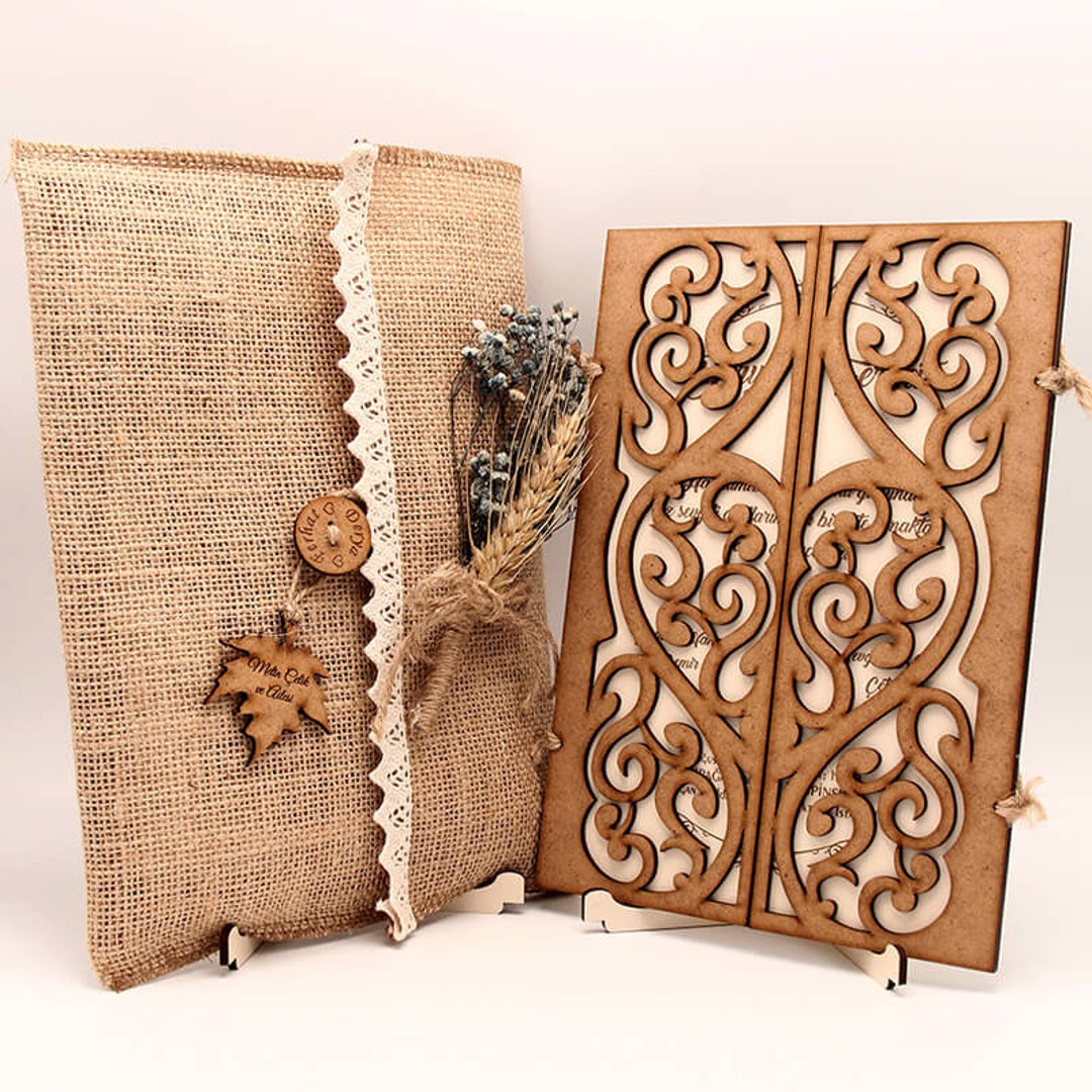 Laser Cut Wooden Wedding Invitation: Rustic Tree Design - Etsy