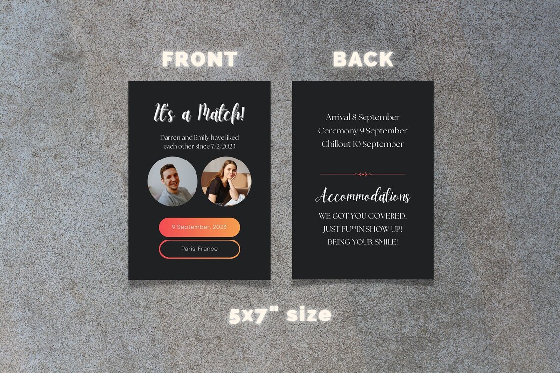 Tinder Match Design, Tinder Wedding Invitation, Tinder Style Invitation ...