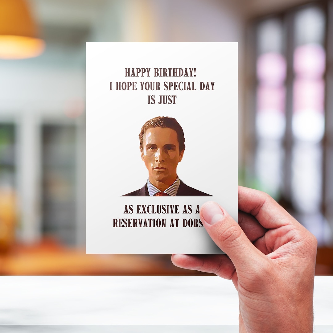 Patrick Bateman Birthday Card Funny Birthday Card American Psycho ...