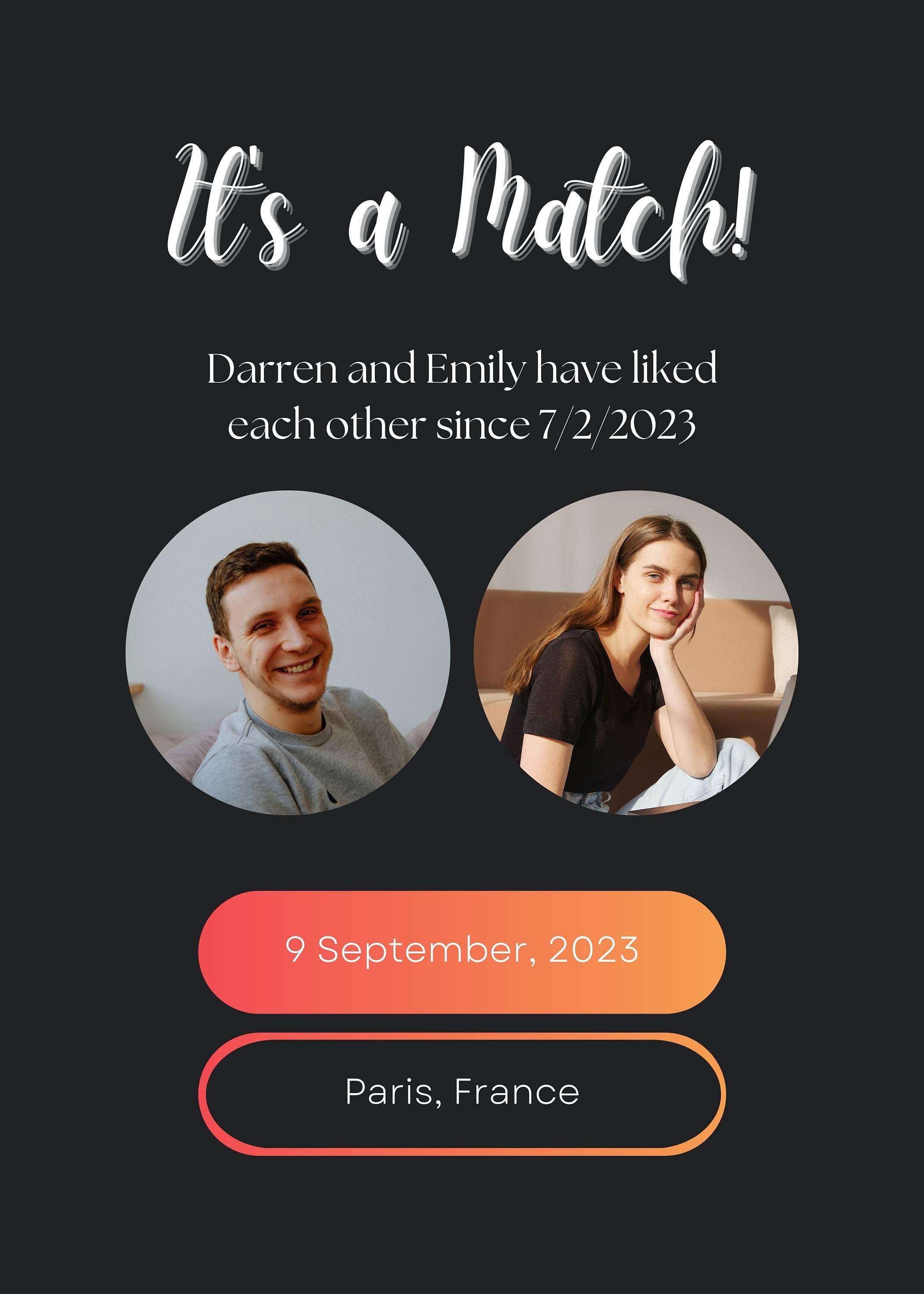 Tinder Match Design, Tinder Wedding Invitation, Tinder Style Invitation ...