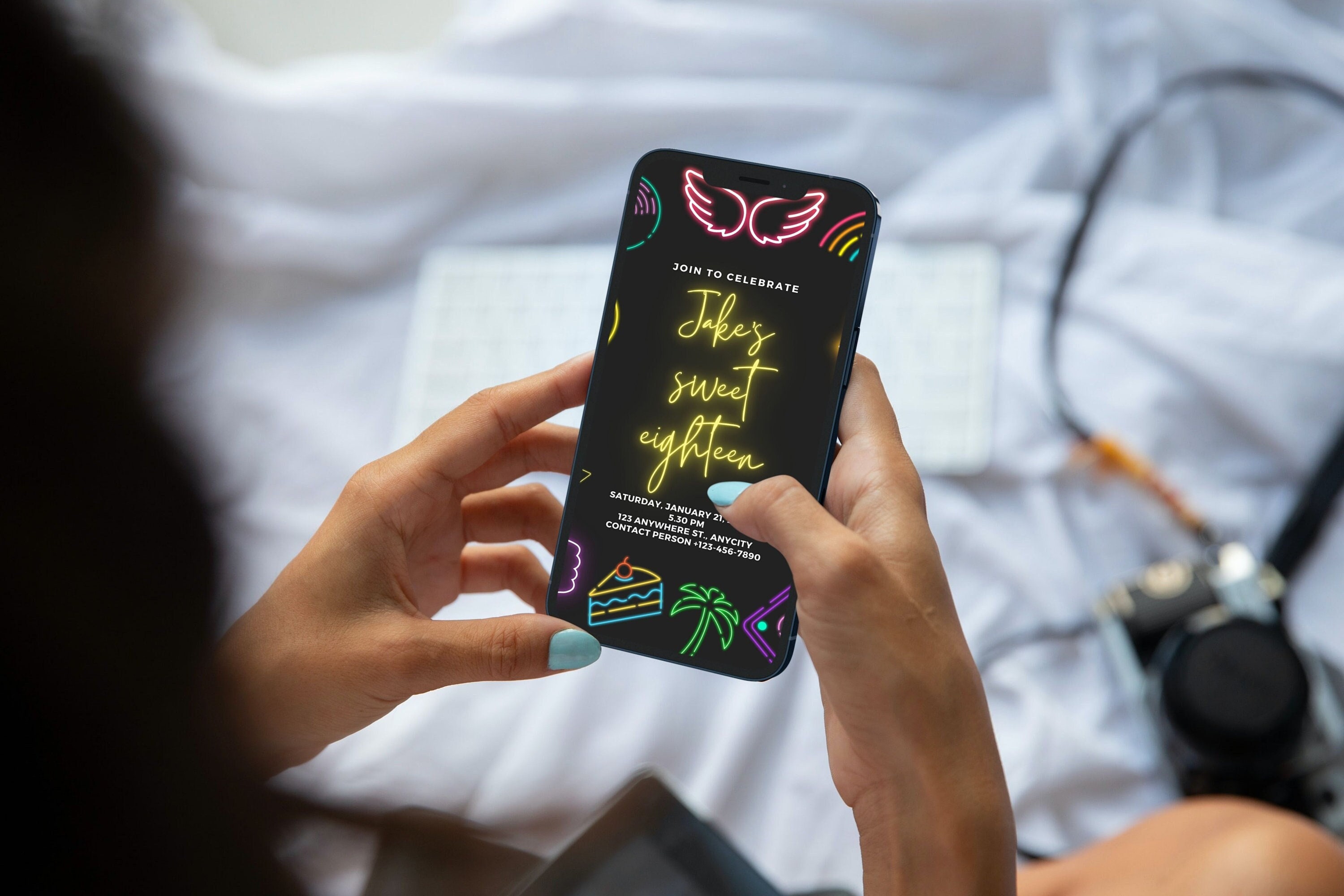 Neon Birthday Invitation Dope Invitation Neon Doodles Invite Doodles ...