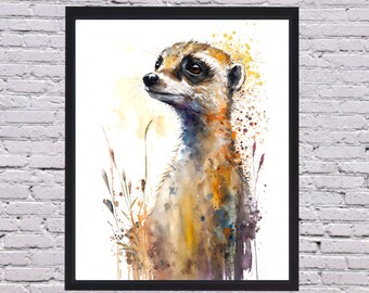 Africa Meerkat Watercolor Printable Digital Tag Printable - Etsy