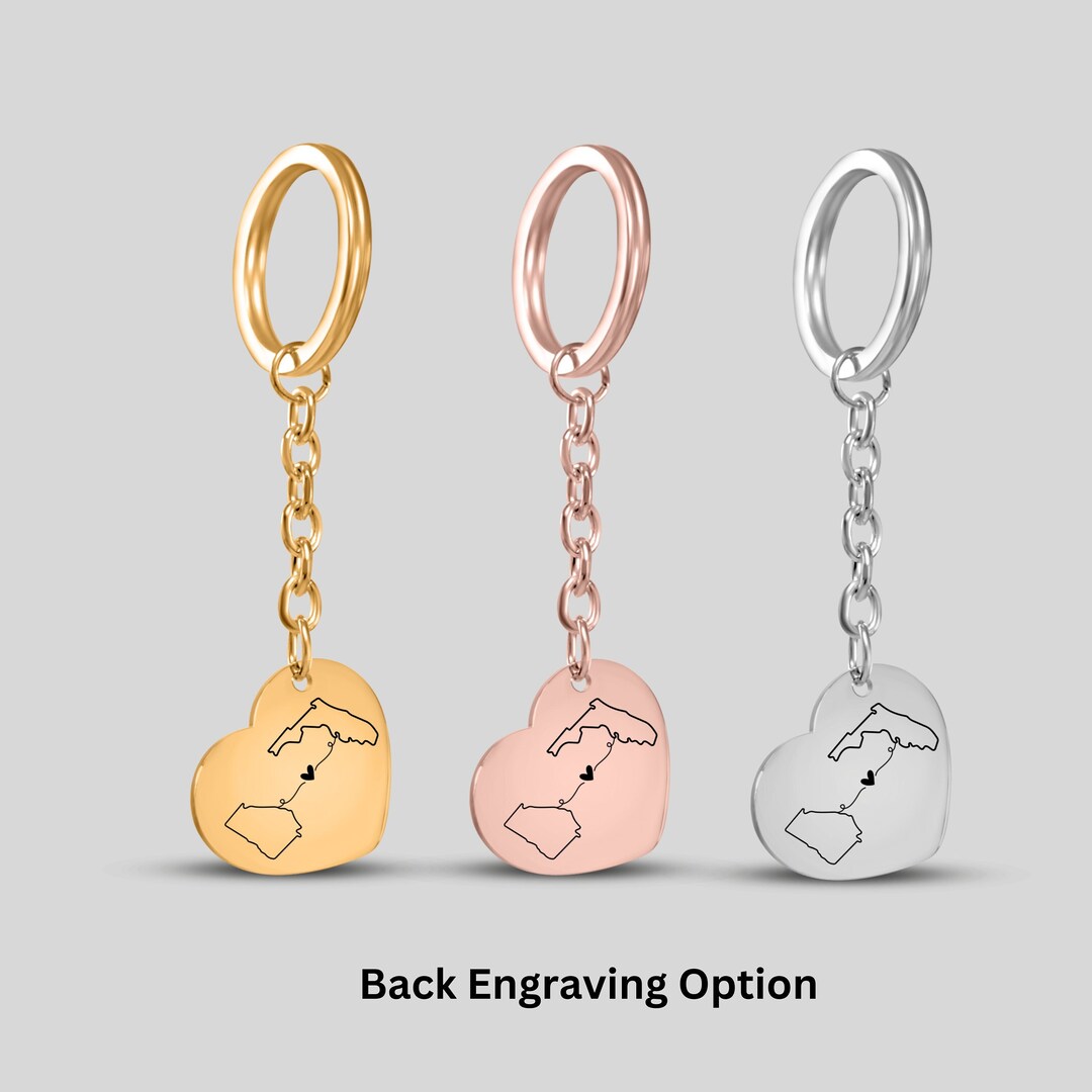 Personalised Two Homes Keychain Custom Country Keyring Special Location ...