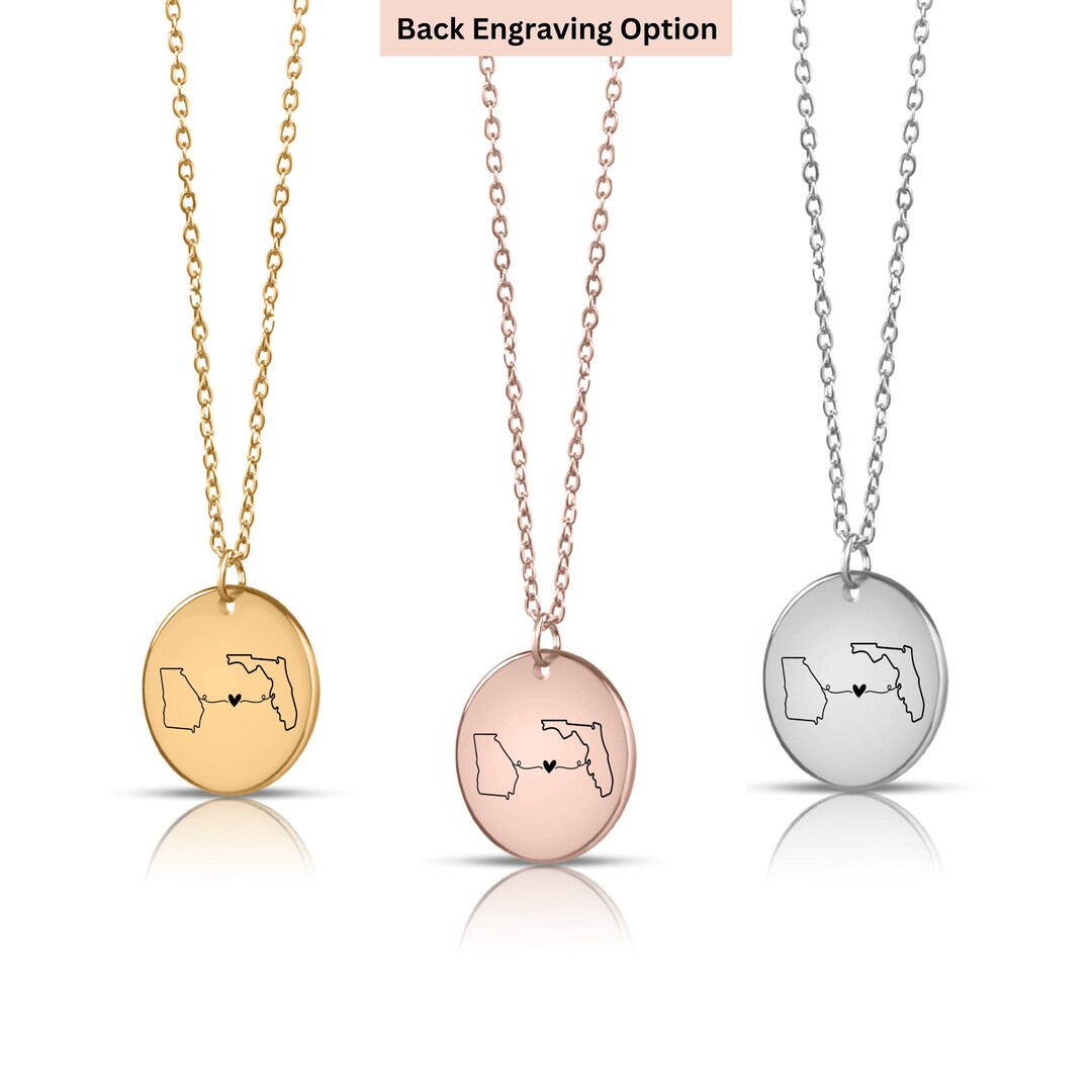 Personalised Country Necklace, Two Home Necklace, State Necklace, Long ...