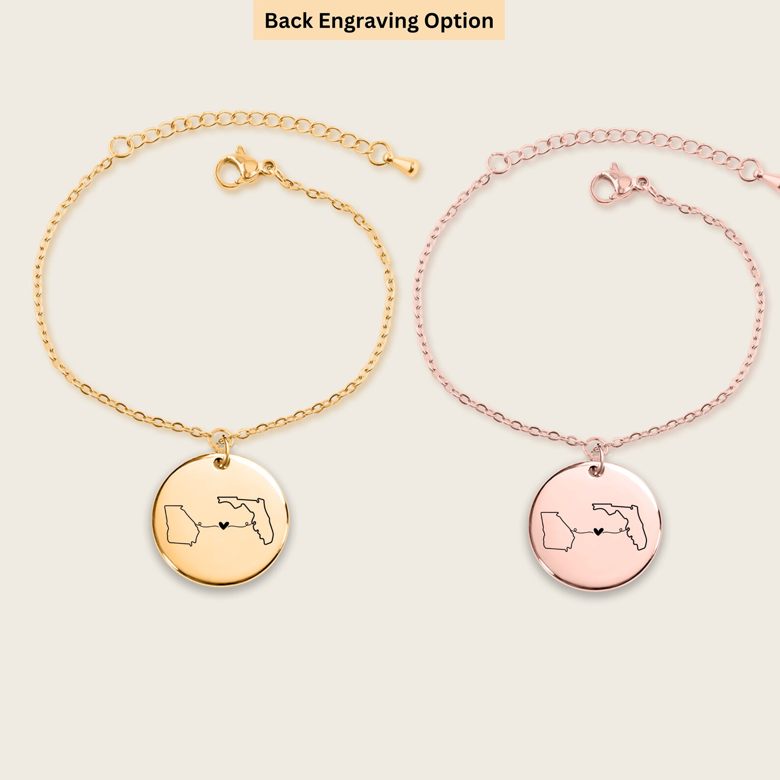 Long Distance Friendship Bracelet Personalized Jewelry, Custom State ...