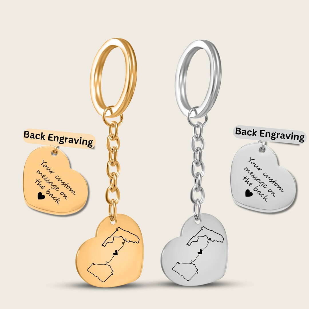 Personalised Two Homes Keychain Custom Country Keyring Special Location ...