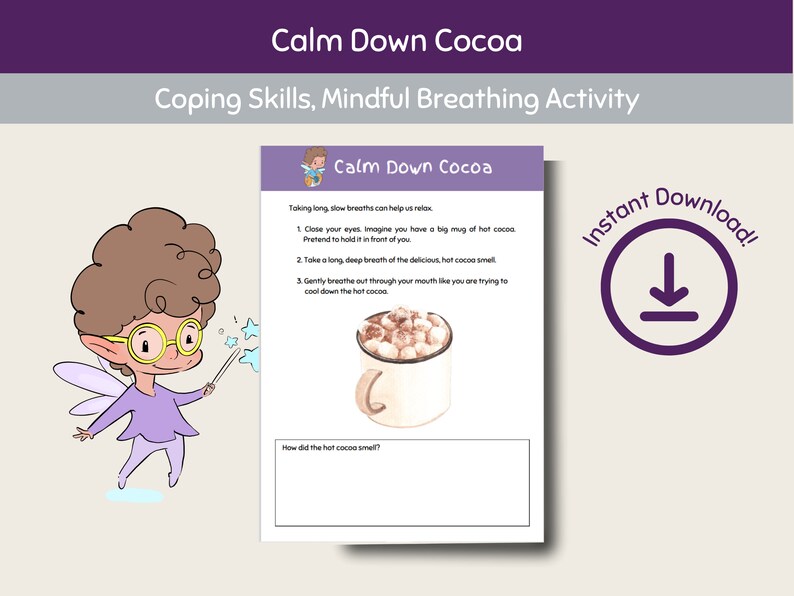 Calm Down Cocoa Activity, Anxiety Coping Skills, Calm Down, Breathing ...