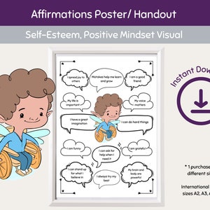 Positive Affirmations Poster/ Handout, Therapy Office Decor, Self ...