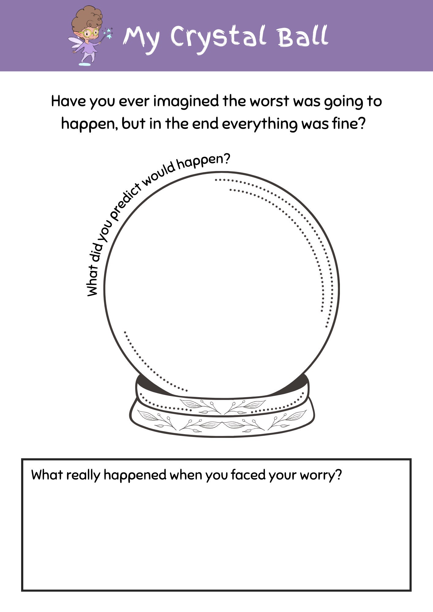 My Crystal Ball, Challenging Negative Thoughts, CBT Activity, Coping ...