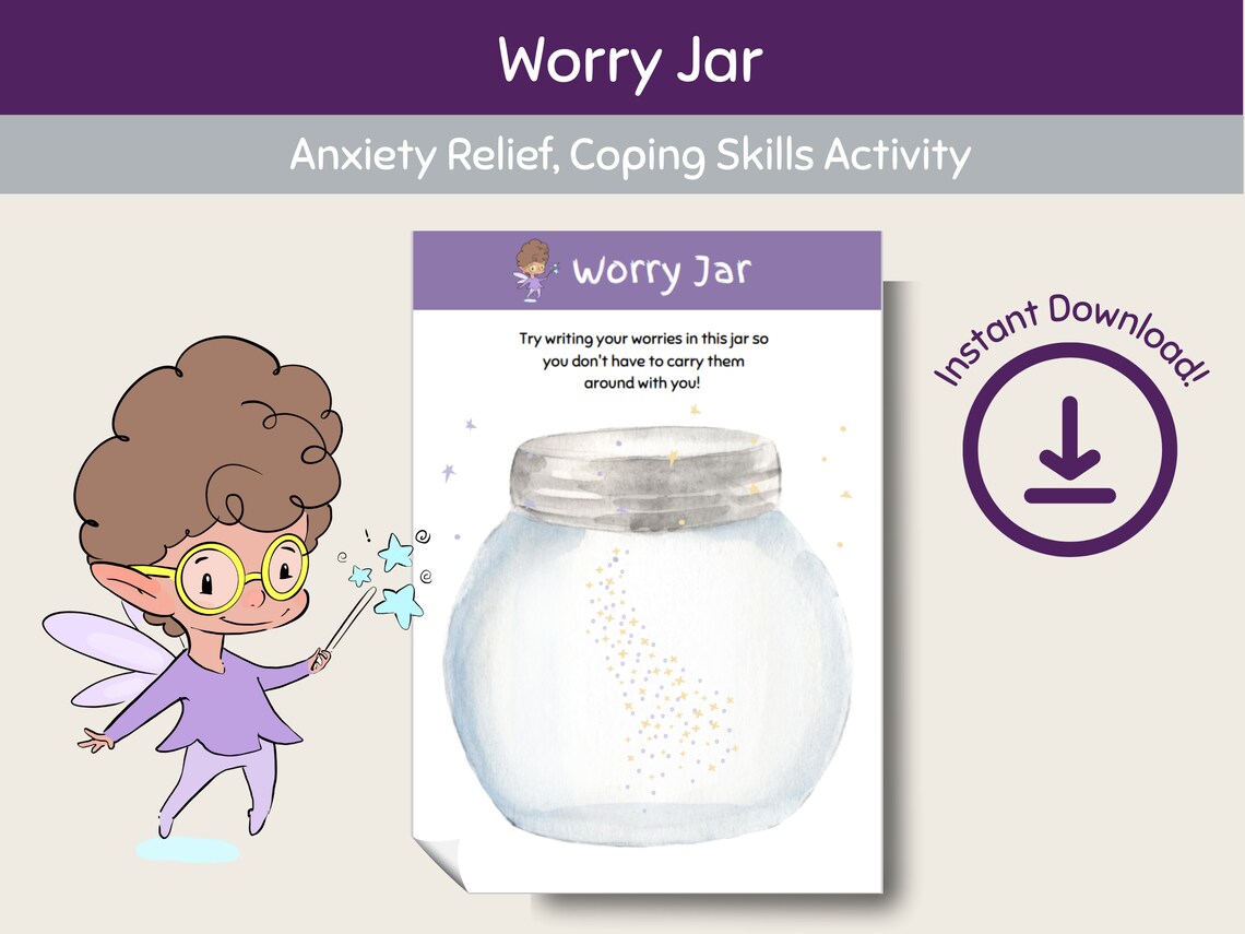 Worry Jar, Anxiety Relief, Coping Skills Activity, Printable Worksheet ...