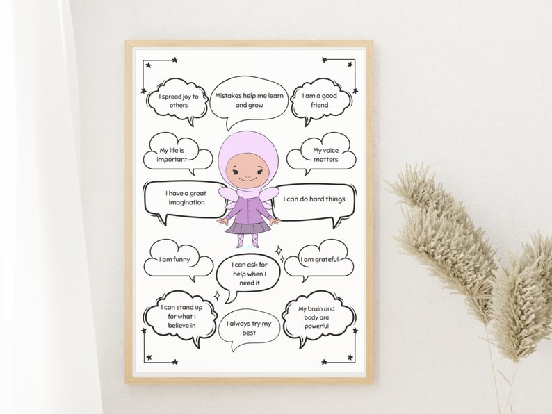 Positive Affirmations Poster/ Handout, Therapy Office Decor, Self ...
