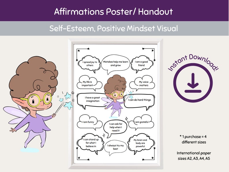 Positive Affirmations Poster/ Handout, Therapy Office Decor, Therapy ...