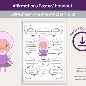 Positive Affirmations Poster/ Handout, Therapy Office Decor, Self ...