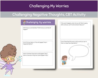 Thought Challenging Worksheets CBT Coping Skills Anxiety - Etsy UK