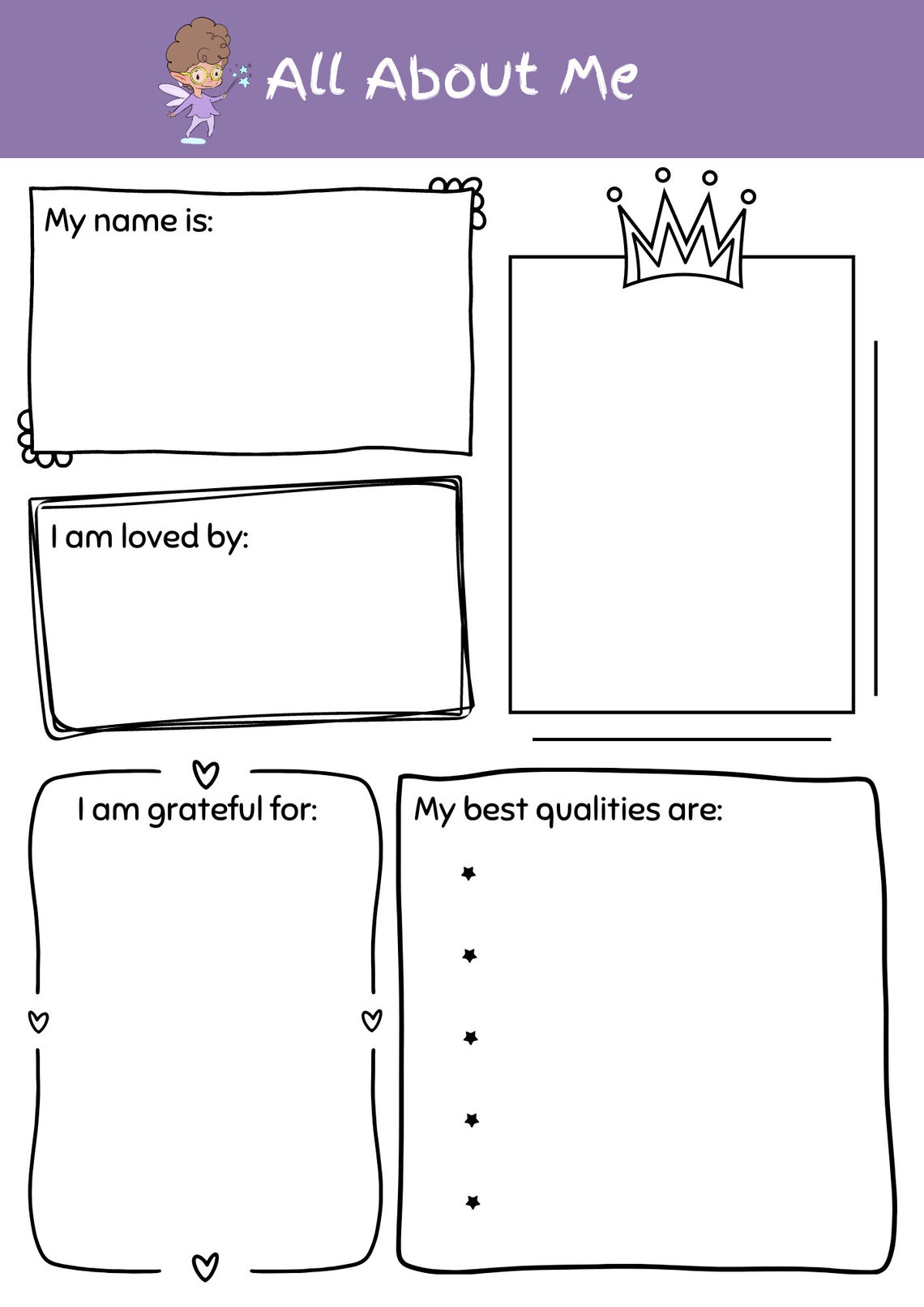 All About Me Worksheet for Kids, Printable Activity, Writing Prompt for ...