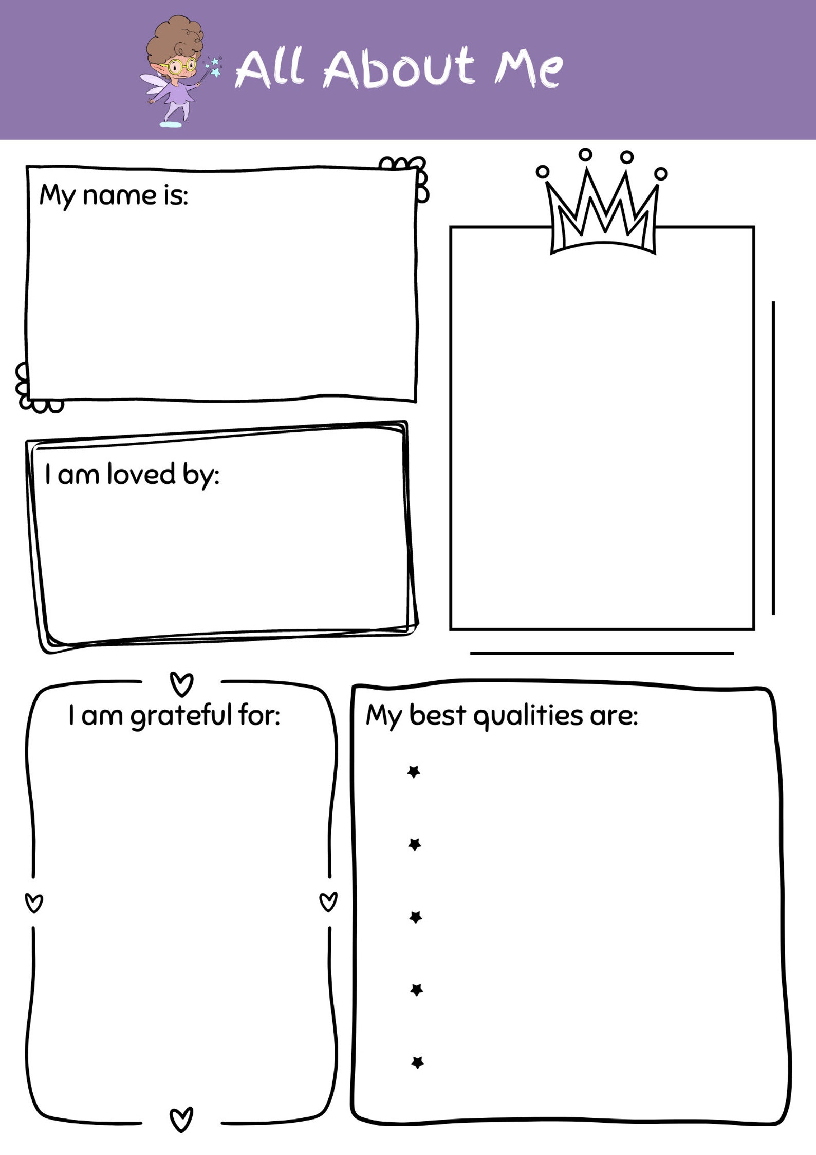 All About Me Worksheet for Kids, Printable Activity, Writing Prompt for ...