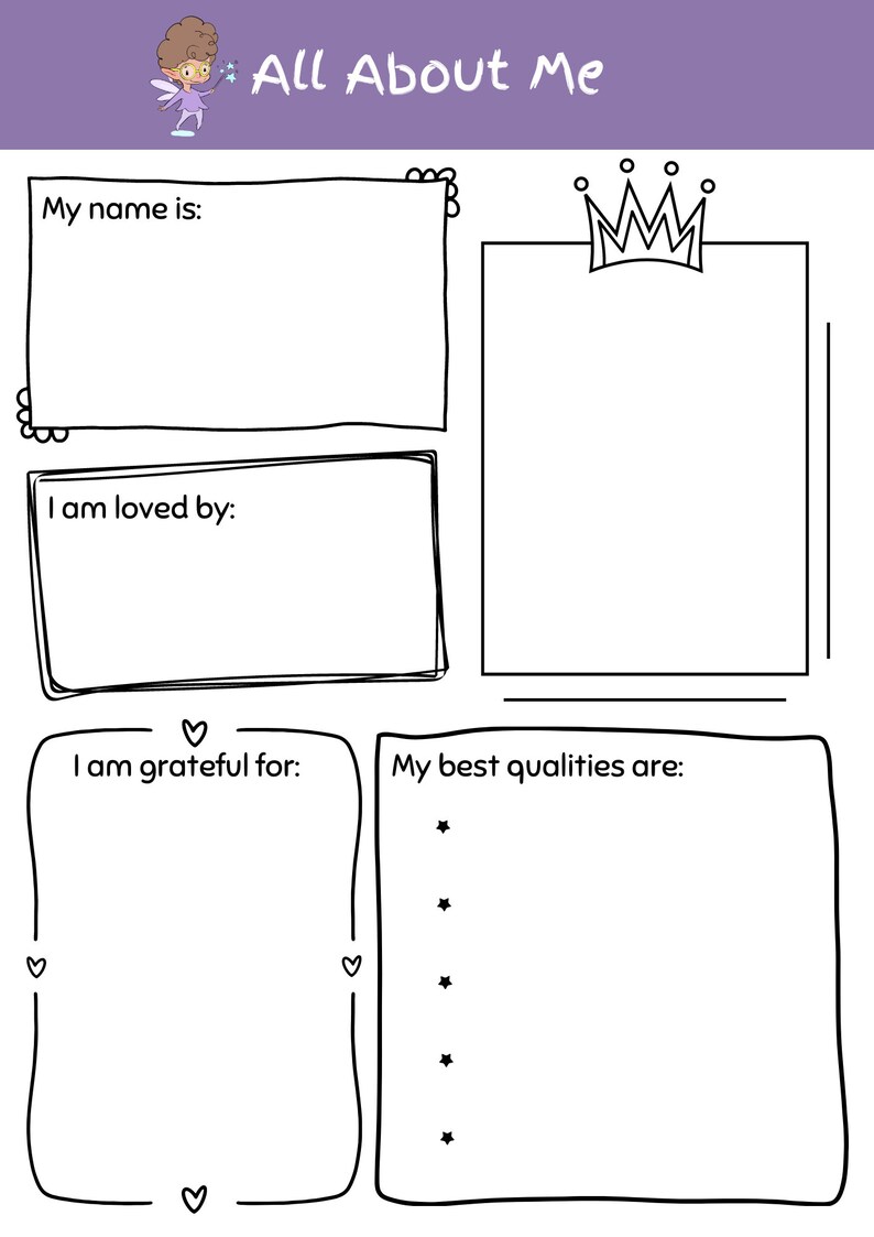 All About Me Worksheet for Kids, Printable Activity, Writing Prompt for ...