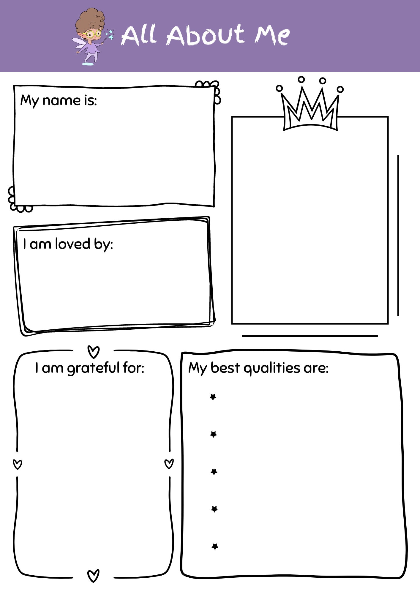 All About Me Worksheet for Kids, Printable Activity, Writing Prompt for ...