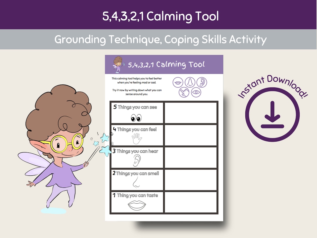 5,4,3,2,1 Calming Tool, Grounding Technique, Coping Skill, Printable ...