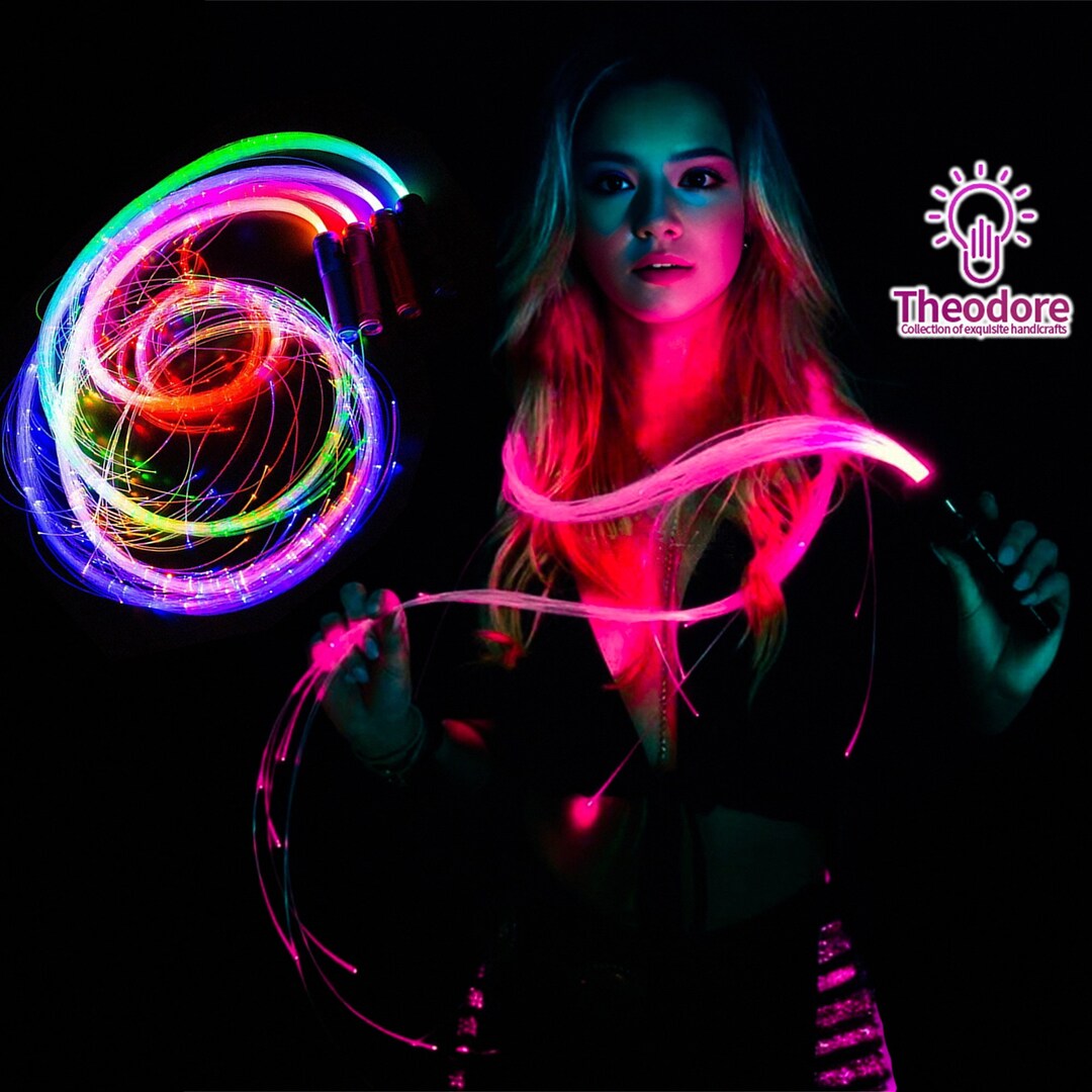 Glitter Whip Fiber Optic Glow Whip Dance Props Carnival Party Dance ...