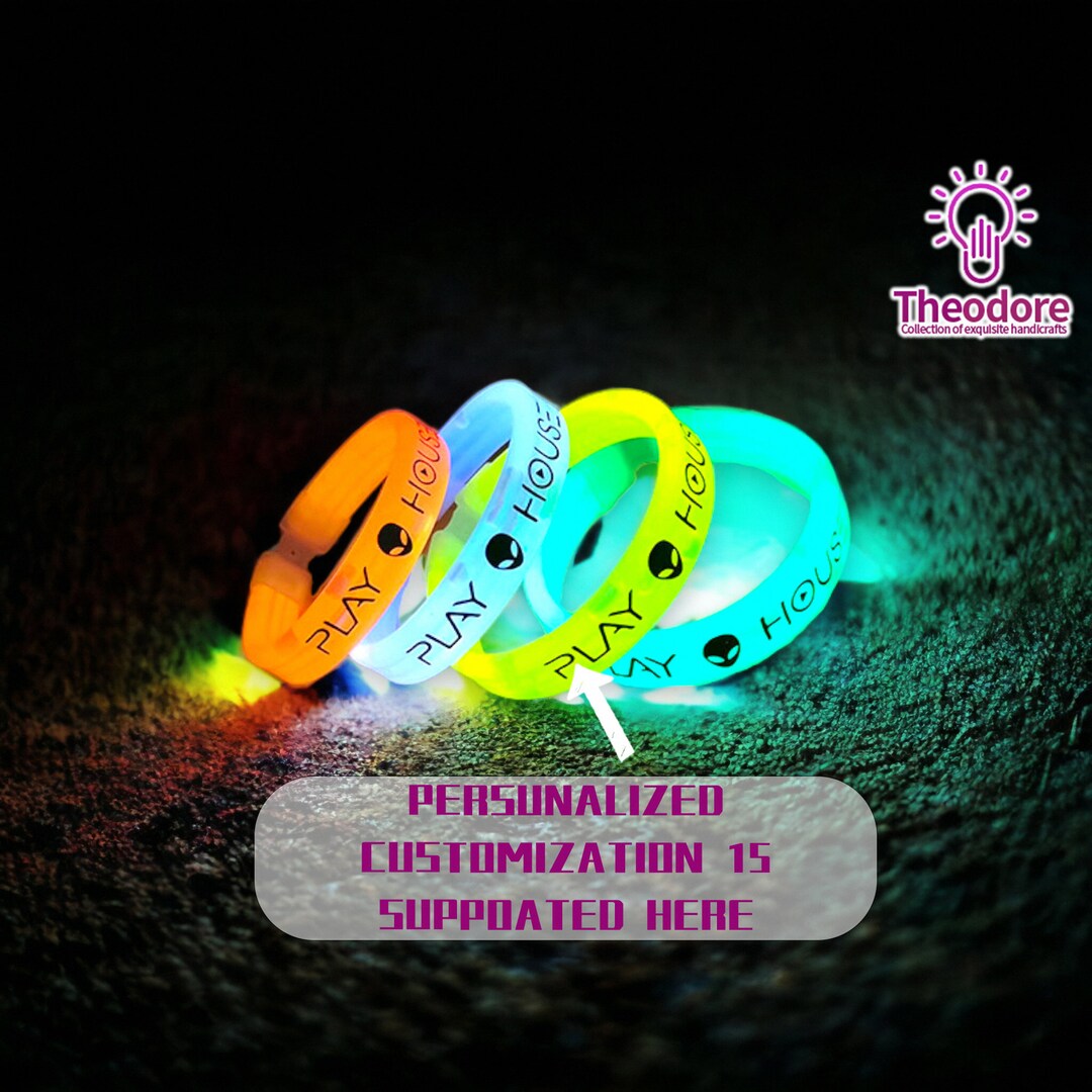 10 Personalized Custom Glow-in-the-dark Bracelets Disposable - Etsy