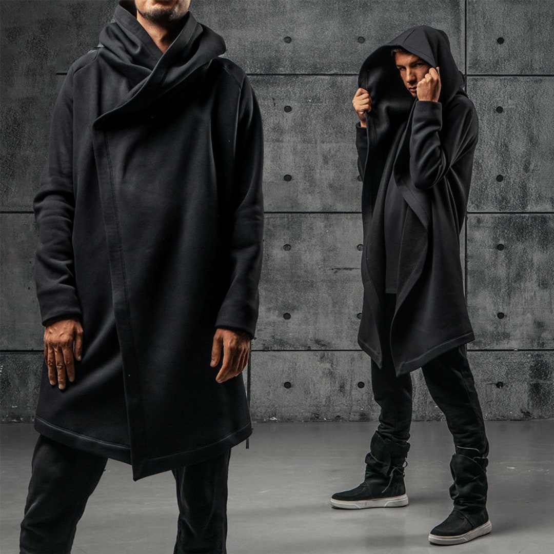 Black Cloak With Hood Fantasy Cloak Hooded Cape Coat - Etsy