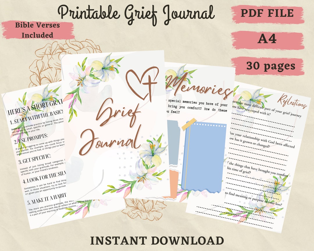 Printable Grief Journal Christian Grief Processing Worksheets Grief ...