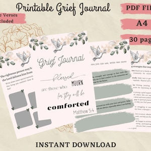 Printable Grief Journal Christian Grief Processing Worksheets Therapy ...