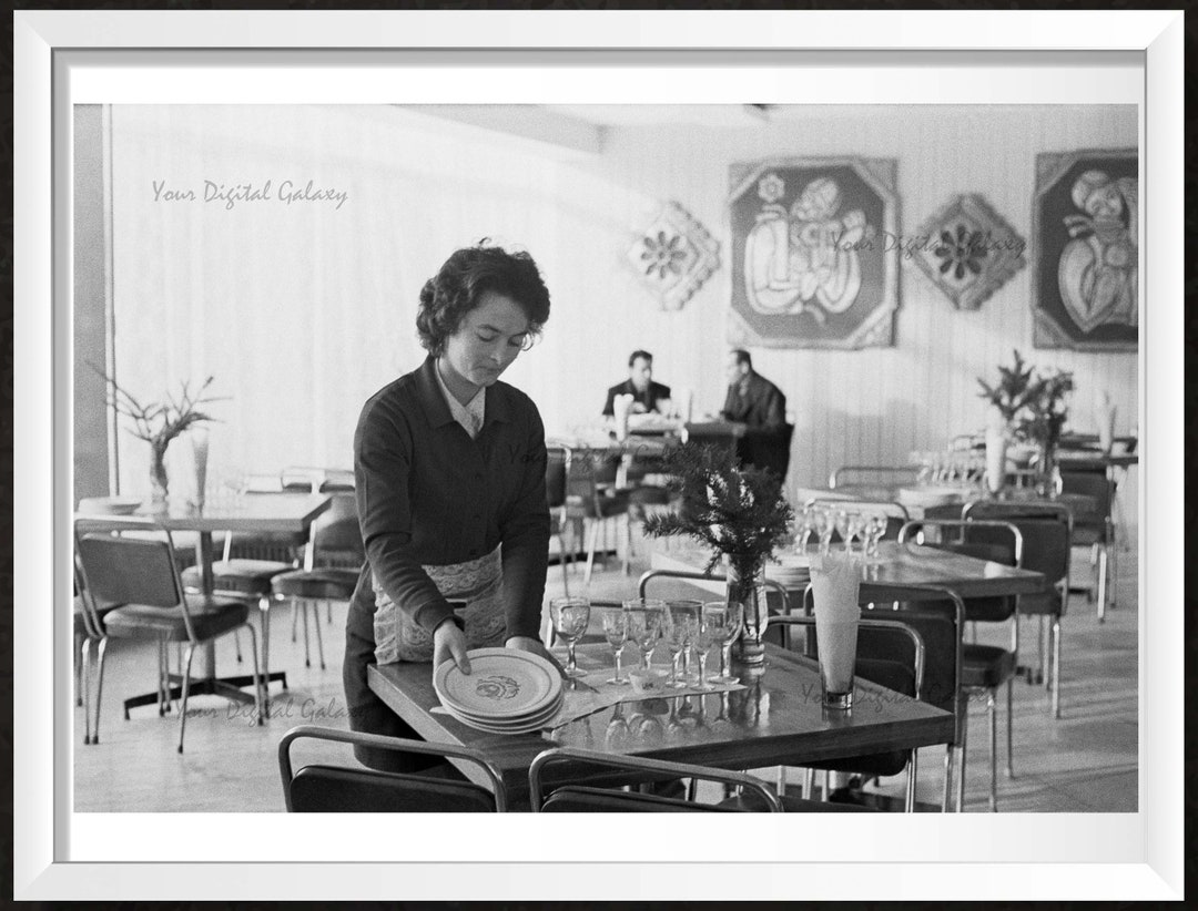 Waitress in a Restaurant DIGITAL Printable Vintage Photo Poster, Soviet ...