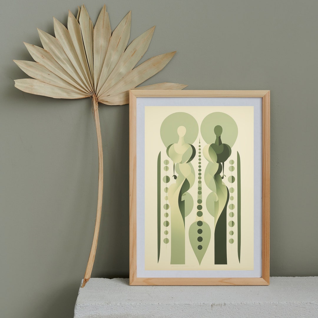 Abstract Humans Printable Wall Art, Modern Geometric Woman Man, Pastel ...