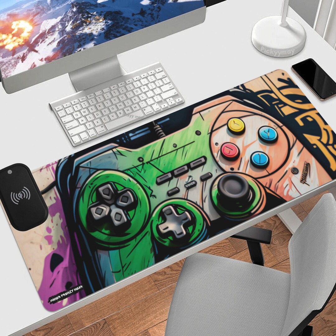 Wireless Charging PU Leather Smooth Desk Pad Gaming Mouse Pad - Etsy