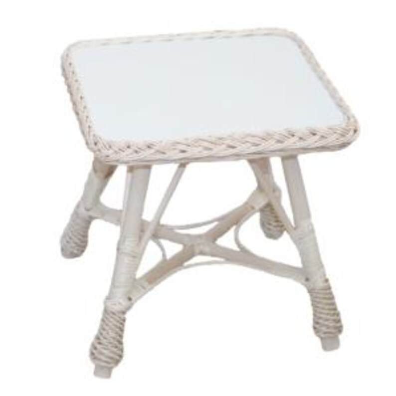 White Wicker Table and Chair for Children, Vintage Furniture Toddler ...