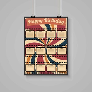 Digital Retro Birthday Poster Office Chart for Staff Birthdays Employee ...