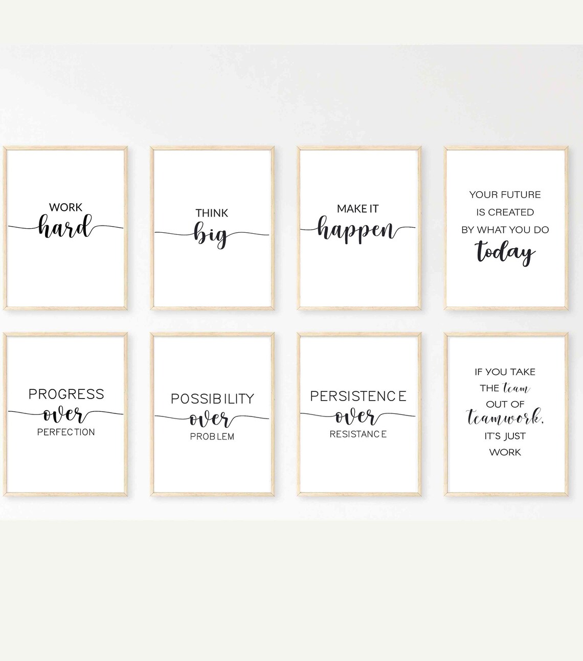 Set of 12 Posters for Office Decor Team Quotes Mindset Wall Art Work ...