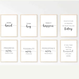 Set of 12 Posters for Office Decor Team Quotes Mindset Wall Art Work ...