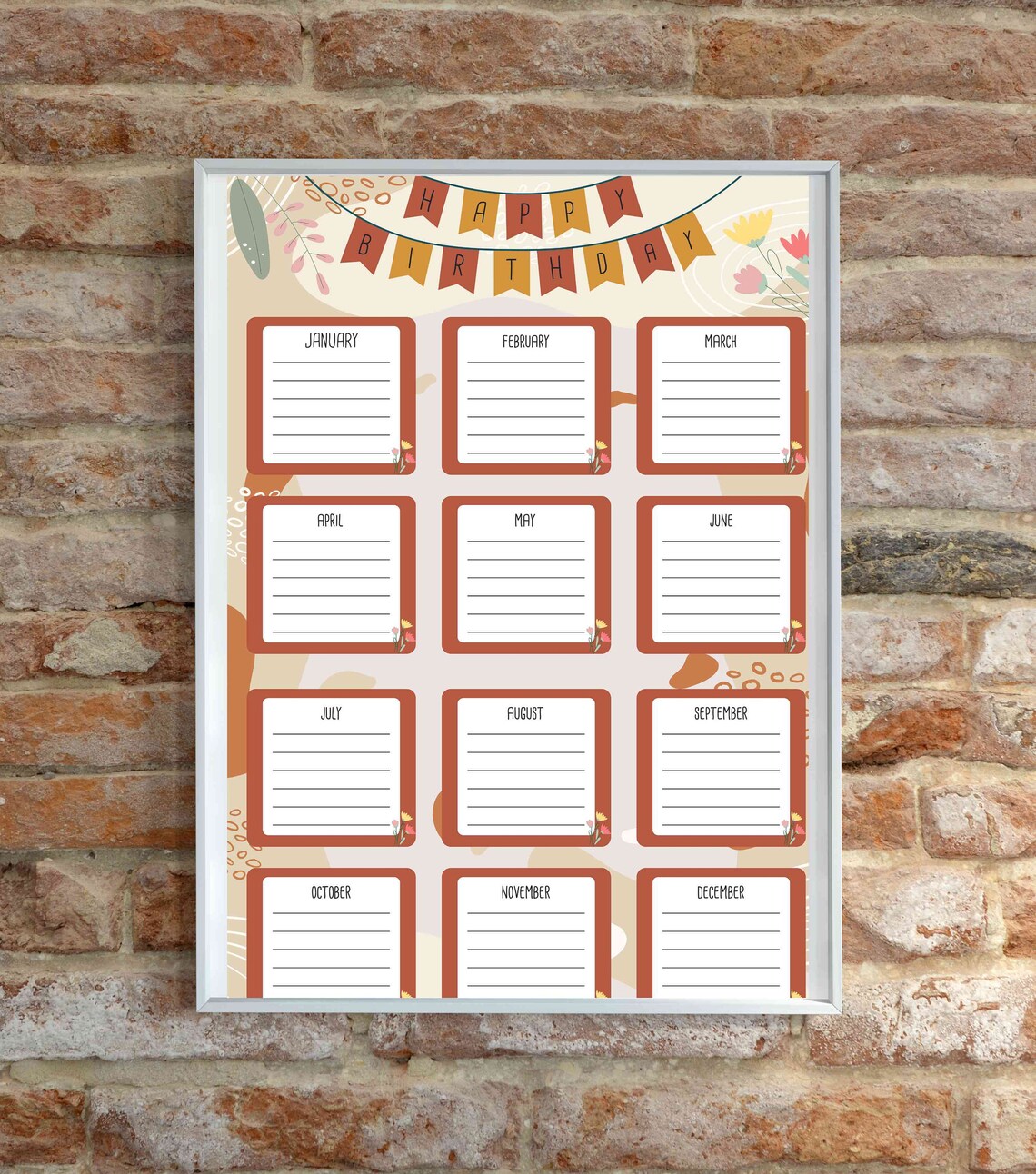Digital Printable Classroom Birthday Poster Chart for Student Birthday ...