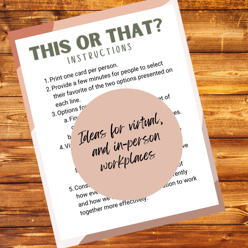 Co-worker This or That Team Building for Staff or Employees Work or ...