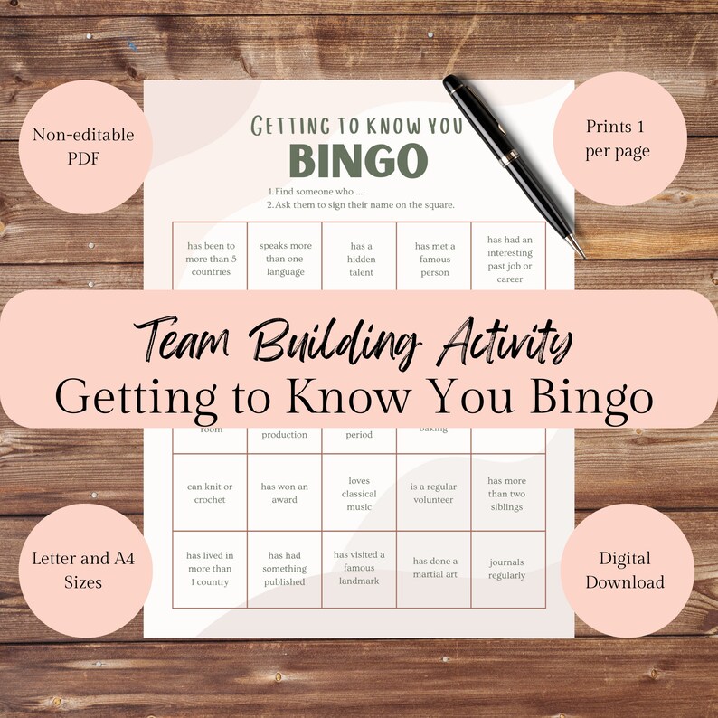 Single Version Getting to Know You Bingo Icebreaker Team Building for ...