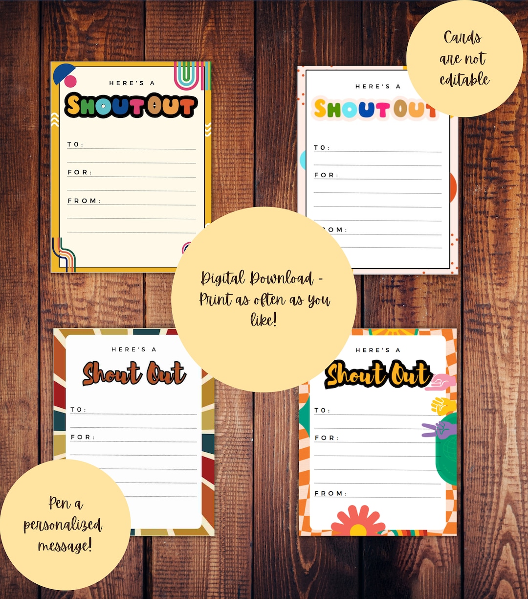 4 Sets of Recognition Shout Out Cards Reward Acknowledgement Staff ...