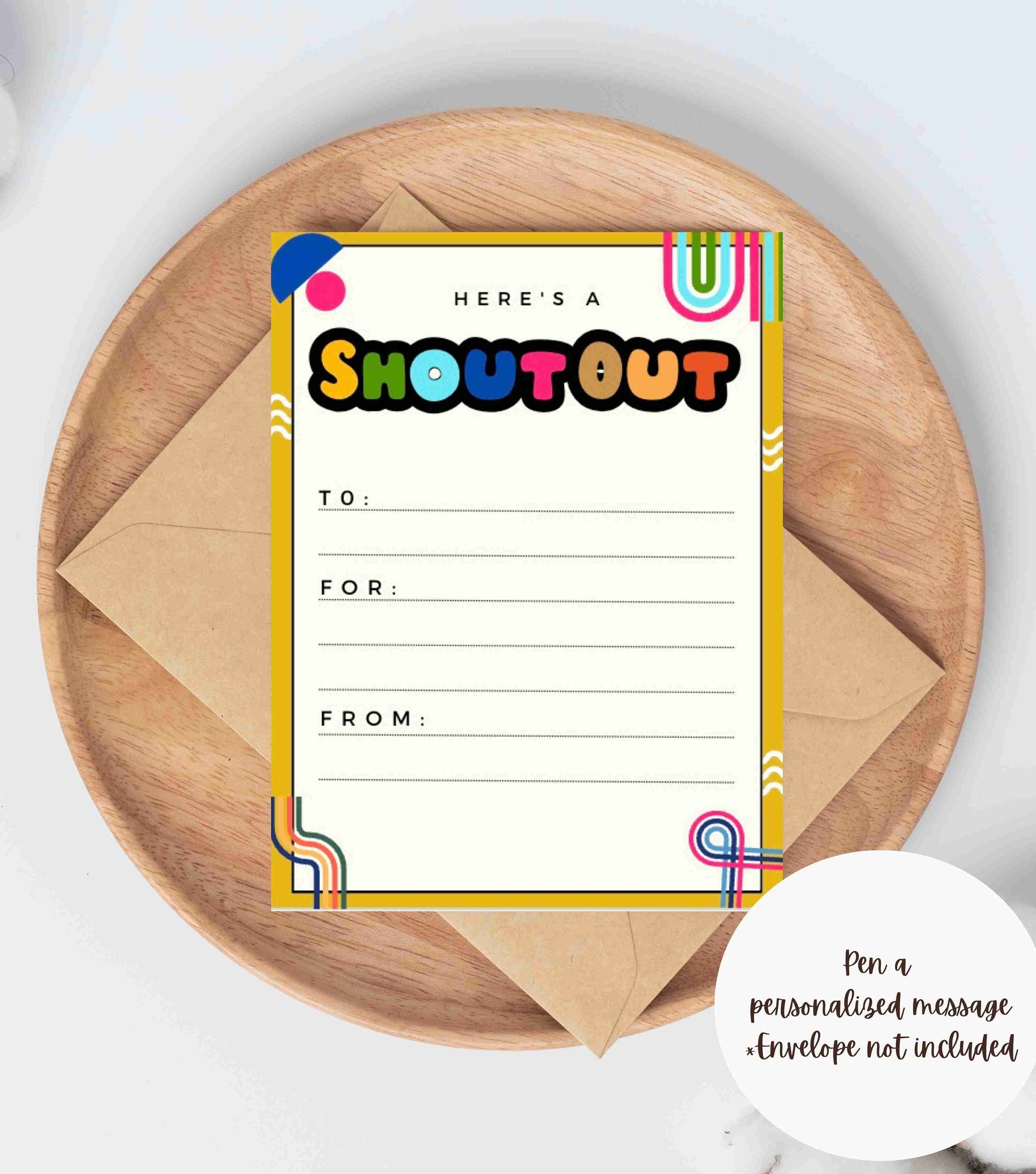 Employee Recognition Shout Out Cards Student Reward Acknowledgement ...