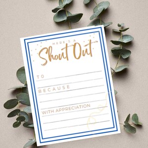 Gold Font Recognition Shout Out Cards Student Reward Acknowledgement ...